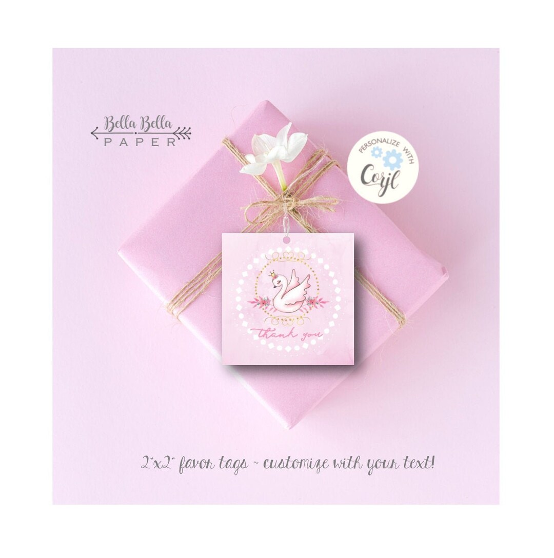 Pink Swan Favor Tag, Editable Template (instant Download) - Etsy