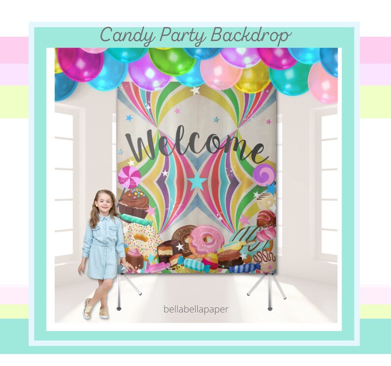 Custom Welcome Backdrop, Candy Theme Party, Chocolates Banner, Candy ...