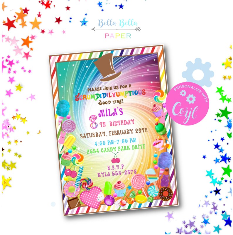 Candy Party Invitation Template | EDITABLE Corjl FILE | Instant ...