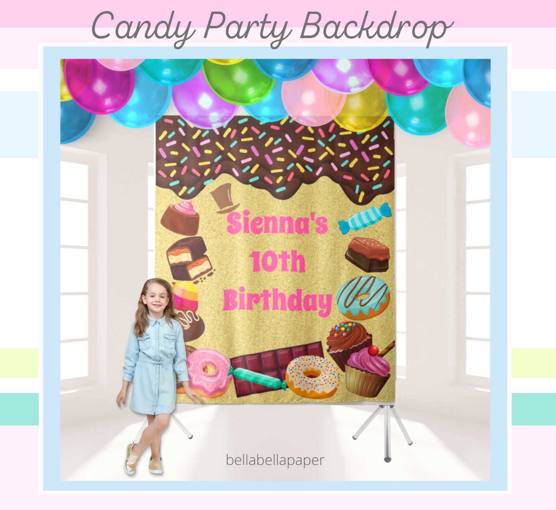 Candy Party Backdrop, Chocolate Candy Banner, Birthday Party, Candy ...