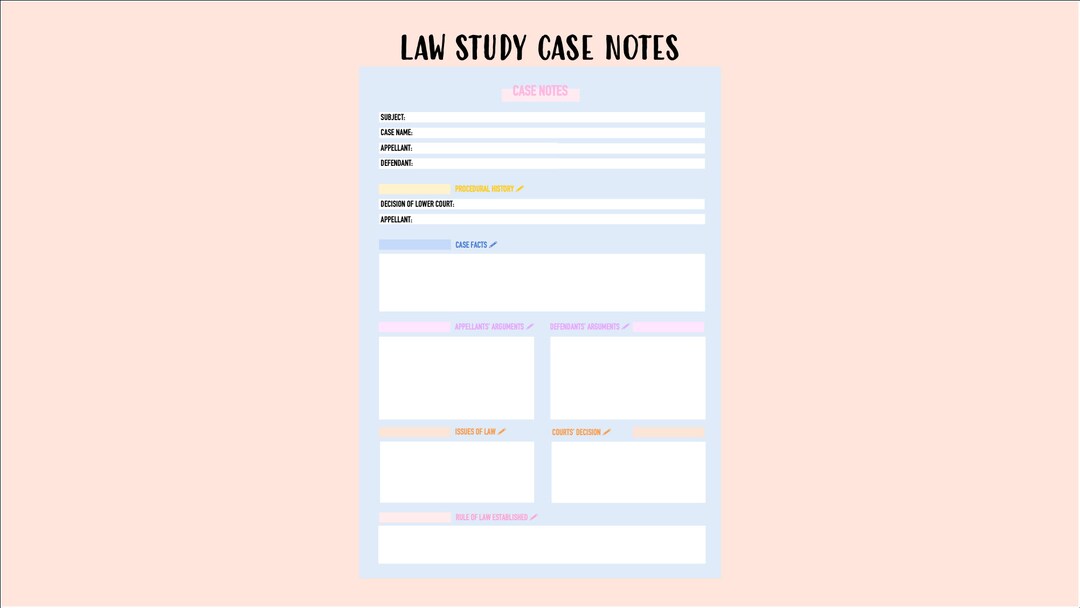 Law Student Case Notes - Etsy
