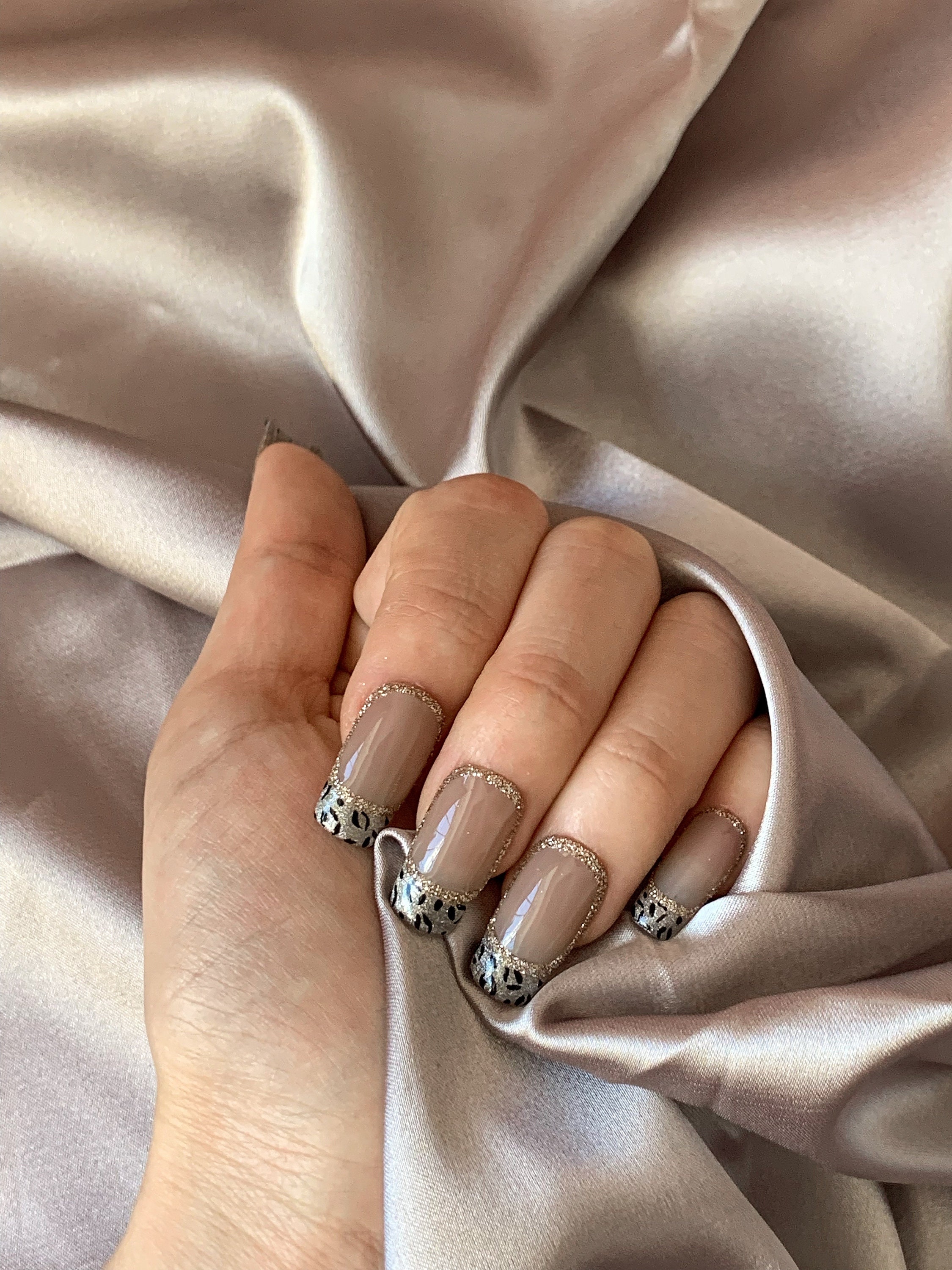 Leopard Silver Cat Eye French Tip Salon Quality Reusable | Etsy