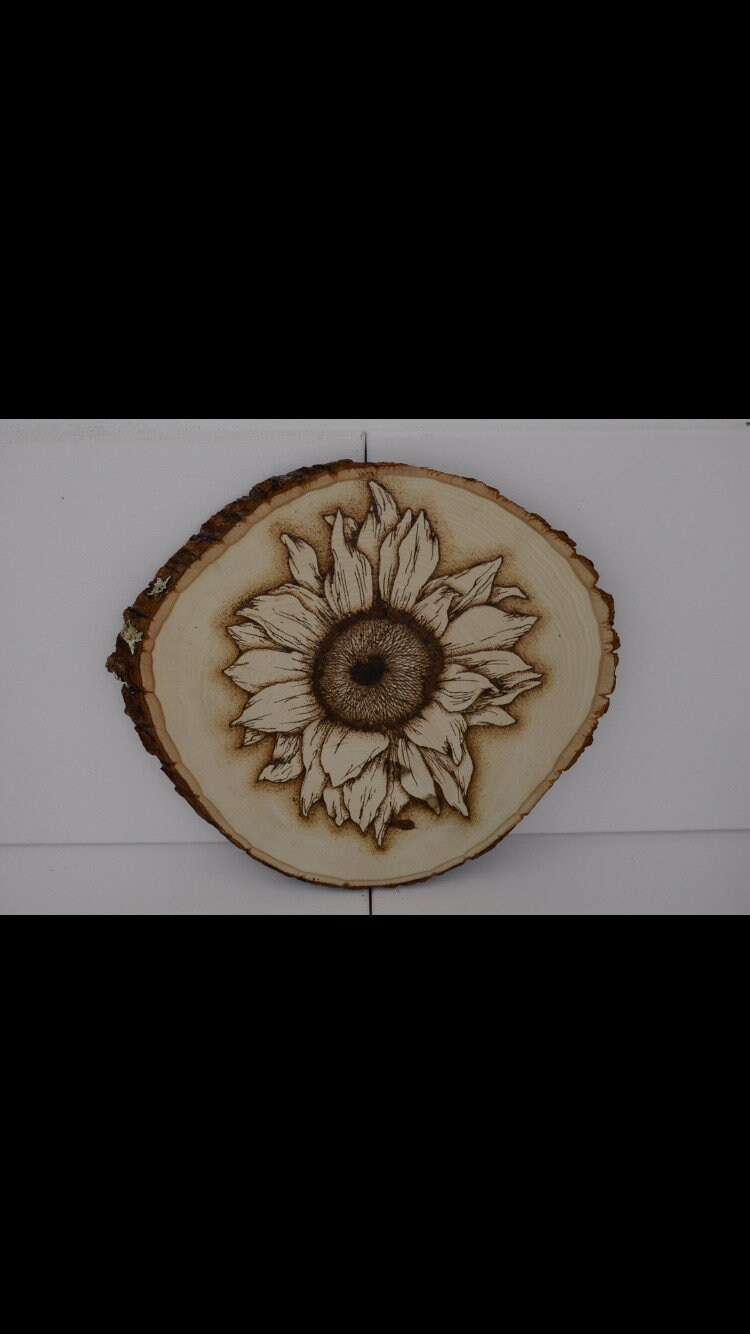 Wood Burned Sunflower - Etsy
