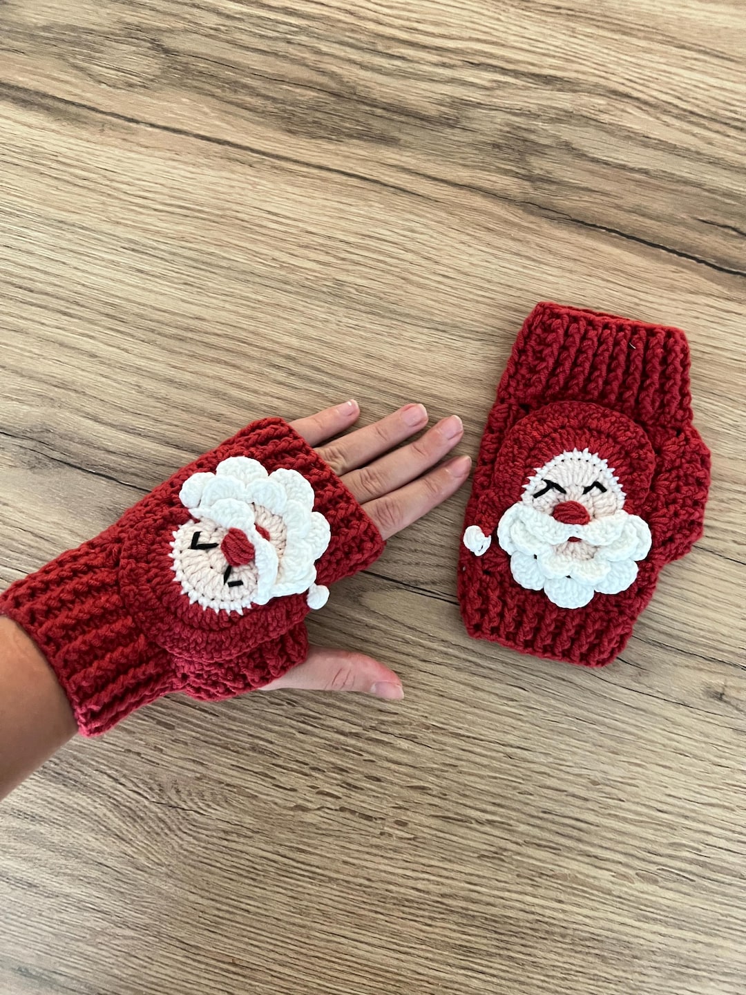 Christmas Crochet Glove | Santa Claus Knitted Accessory | Handmade ...