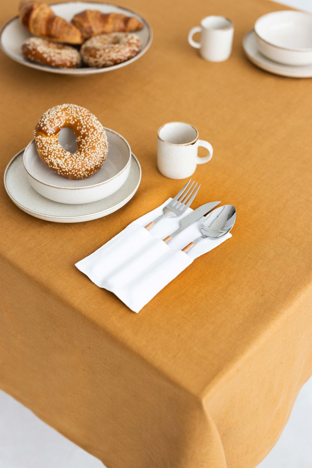 Linen Cutlery Roll, Linen Cutlery Pocket, Linen Cutlery Pouch, Reusable ...