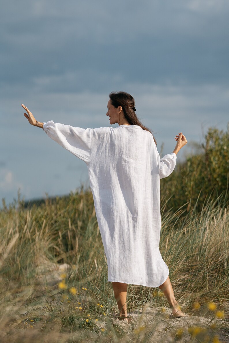 Linen Oversized Tunic Dress NINA, Plus Size Linen Clothing, MAXI Linen ...