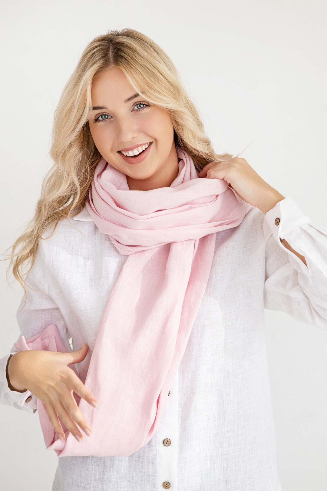 Linen Scarf in Dusty Rose / Long Scarf / Clothing for Women / Linen ...