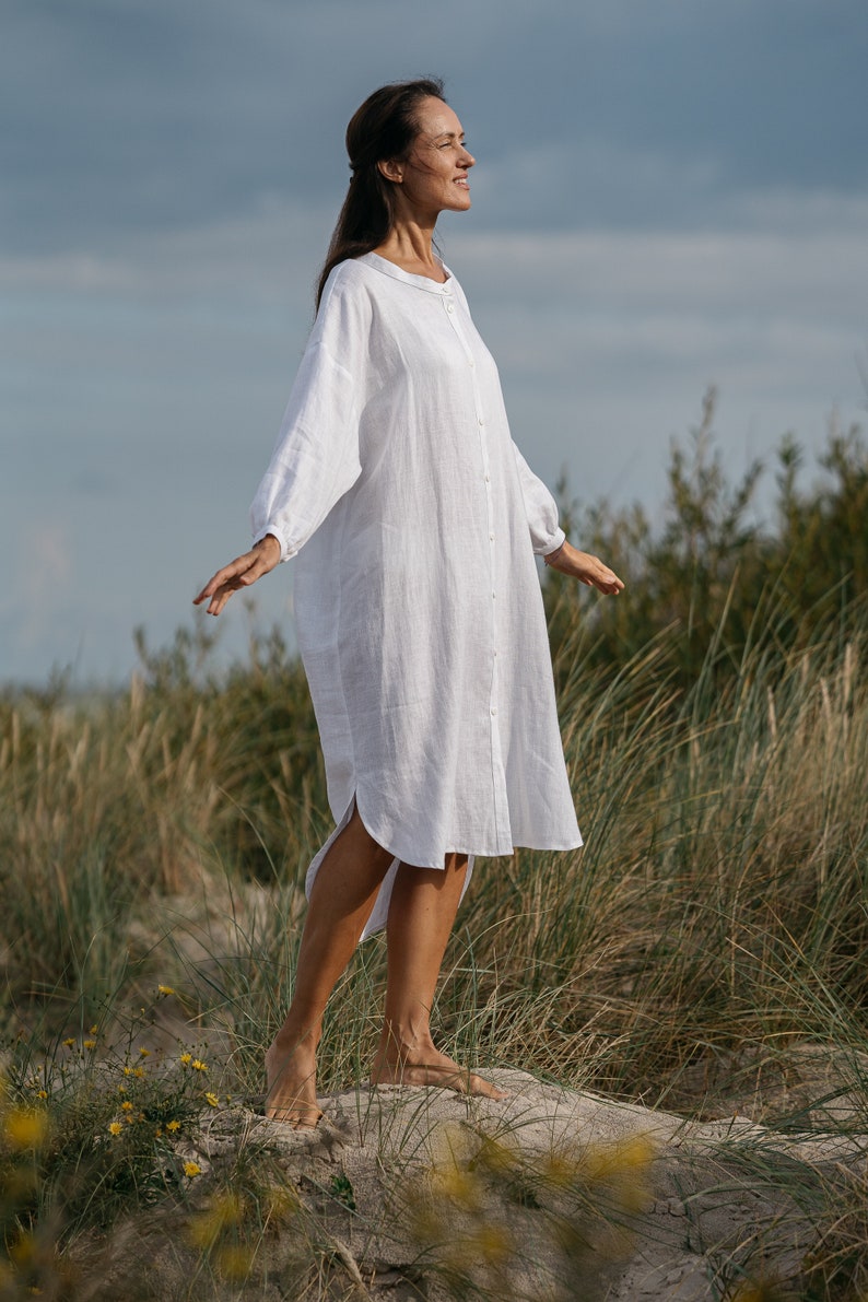 Linen Oversized Tunic Dress NINA, Plus Size Linen Clothing, MAXI Linen ...