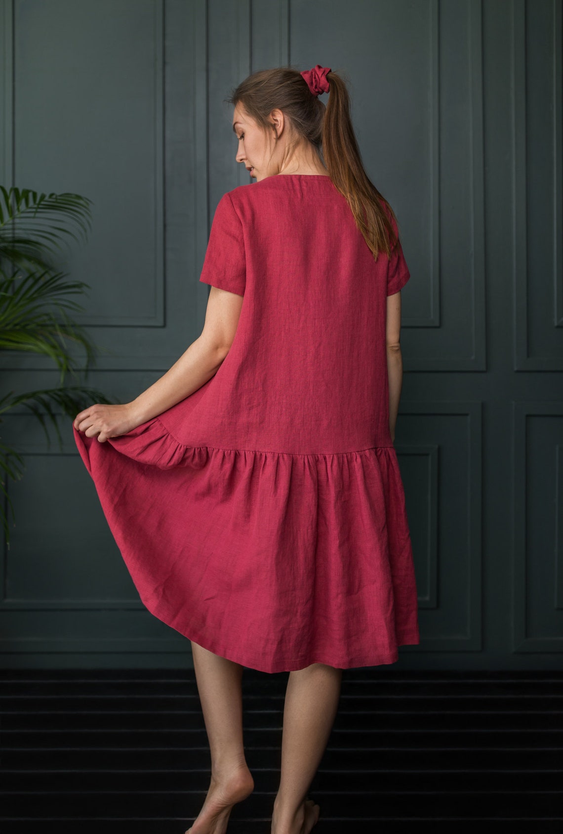 READY TO SHIP | Ruffle Maxi Linen Dress, Maxi Linen Dress, Linen Dress ...