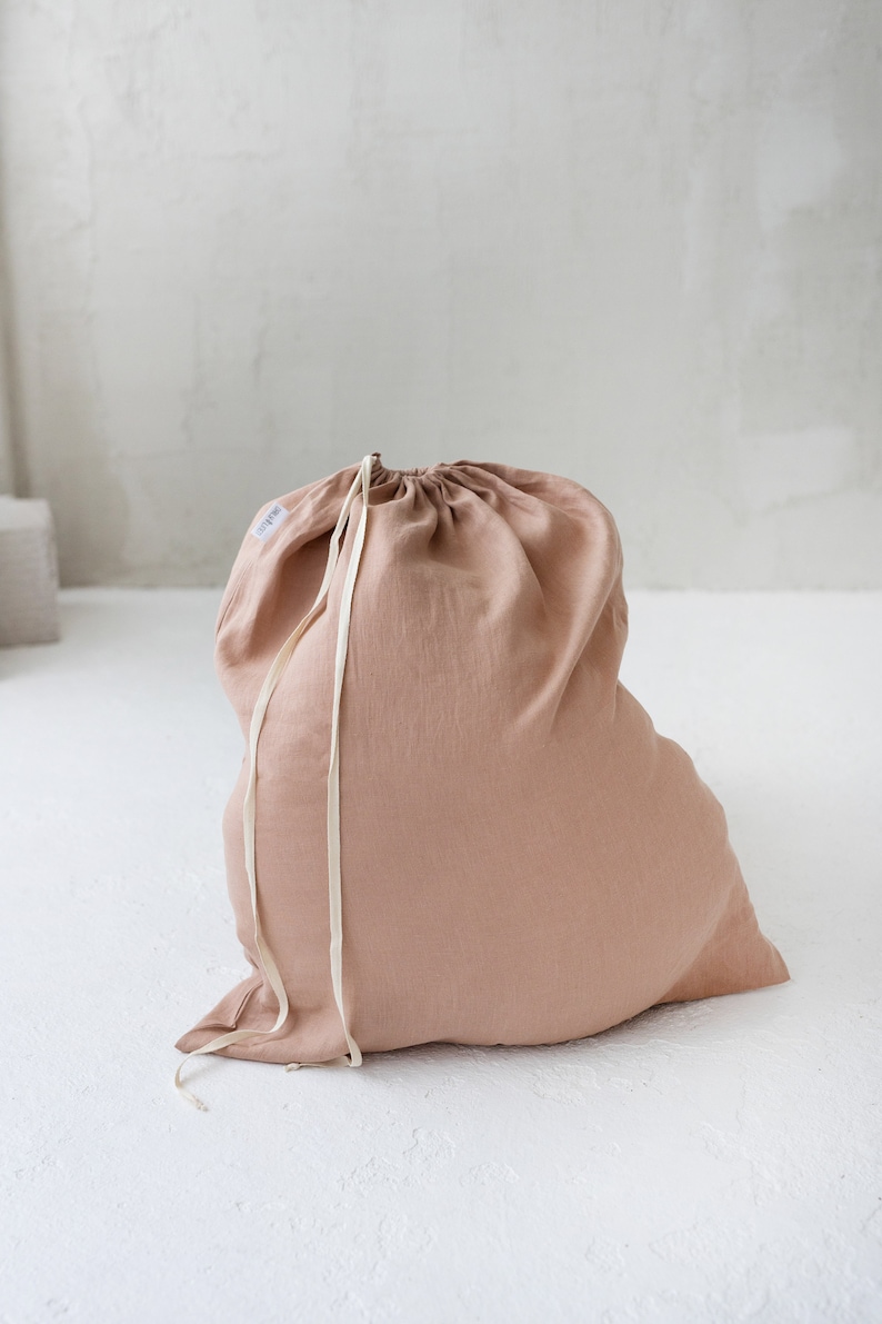 Large Linen Laundry Bag. Linen Storage Bag. Laundry Bag. Drawstring ...