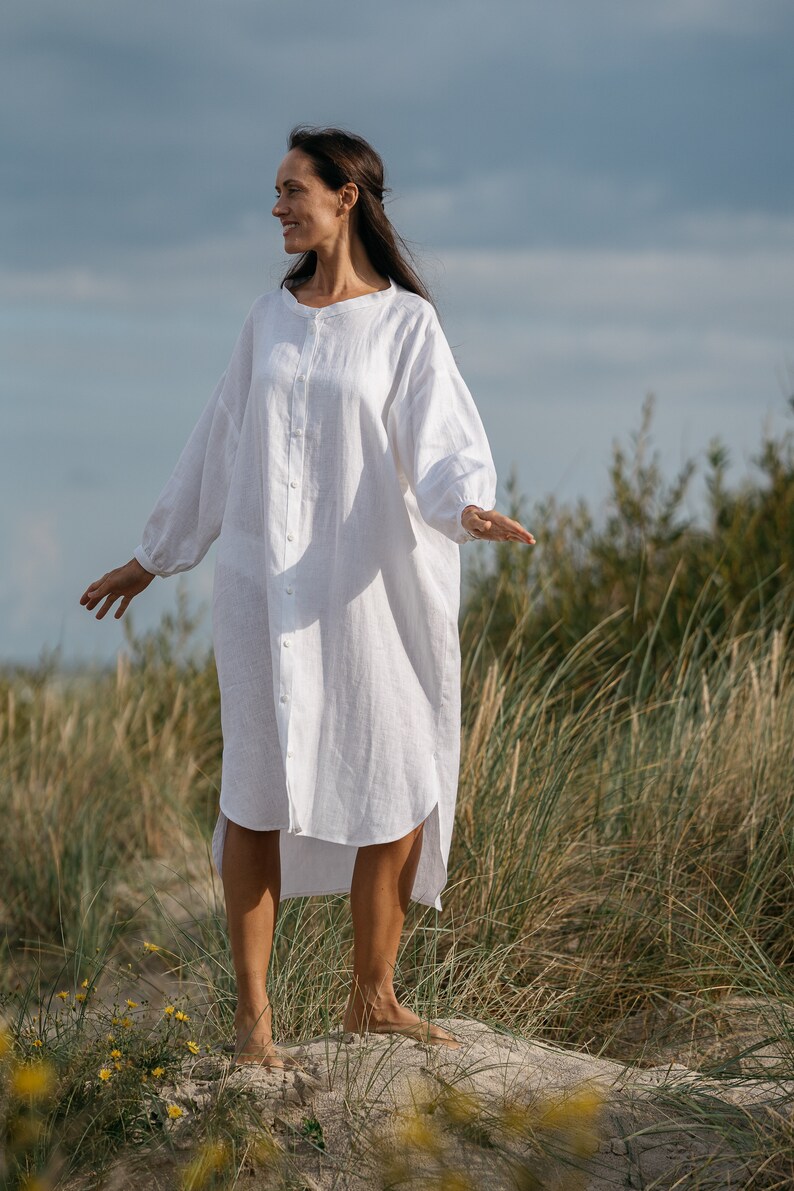 Linen Oversized Tunic Dress NINA, Plus Size Linen Clothing, MAXI Linen ...