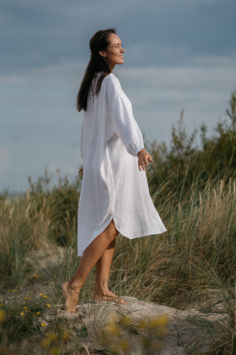 Linen Oversized Tunic Dress NINA, Plus Size Linen Clothing, MAXI Linen ...