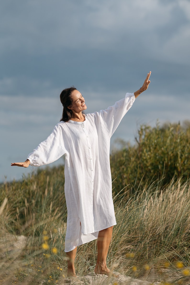 Linen Oversized Tunic Dress NINA, Plus Size Linen Clothing, MAXI Linen ...