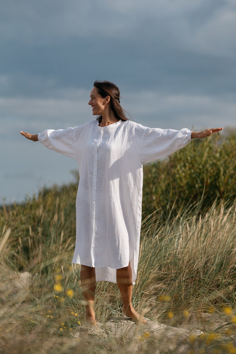 Linen Oversized Tunic Dress NINA, Plus Size Linen Clothing, MAXI Linen ...