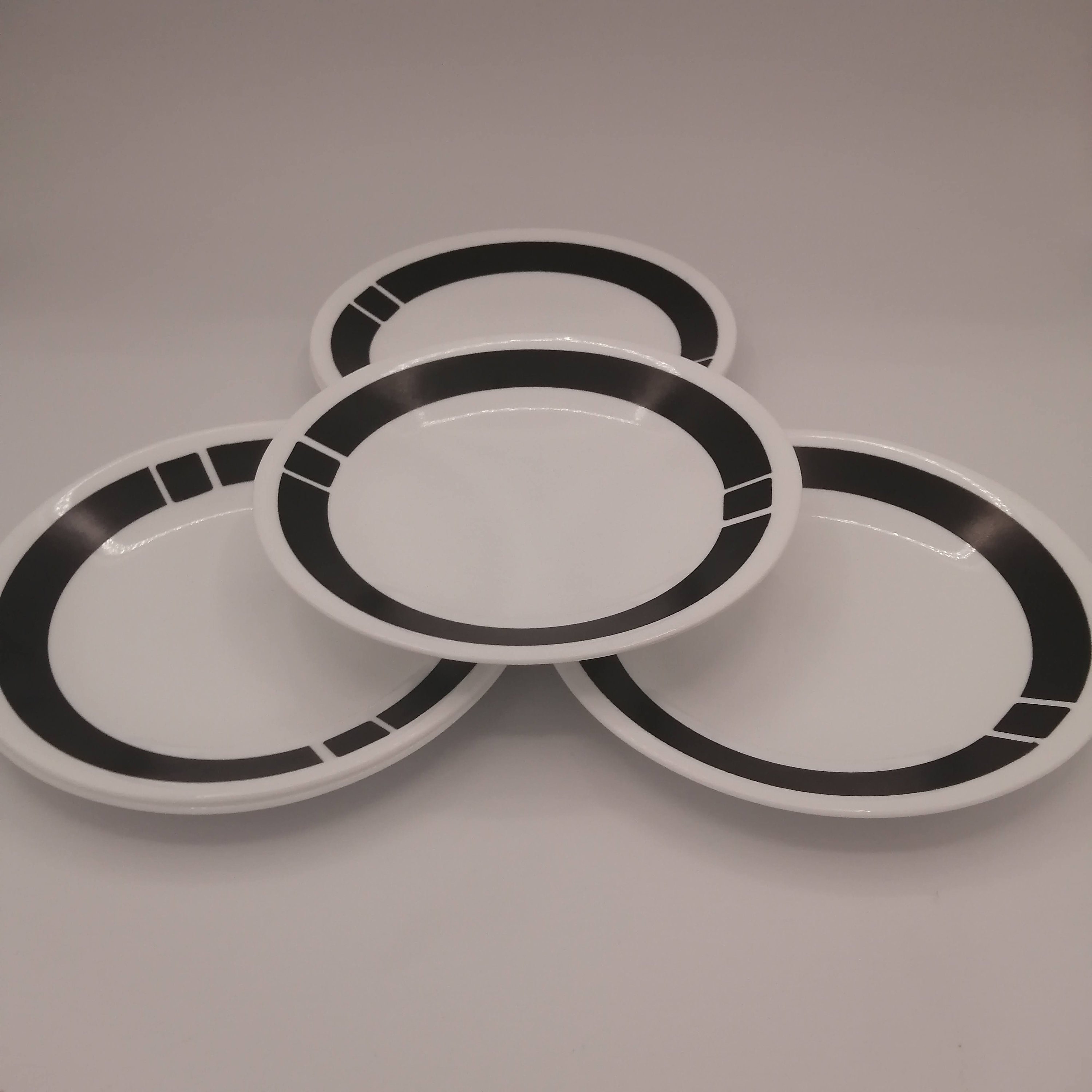 Set of Vintage CORELLE Plates, URBAN BLACK Discontinued Pattern, Side ...