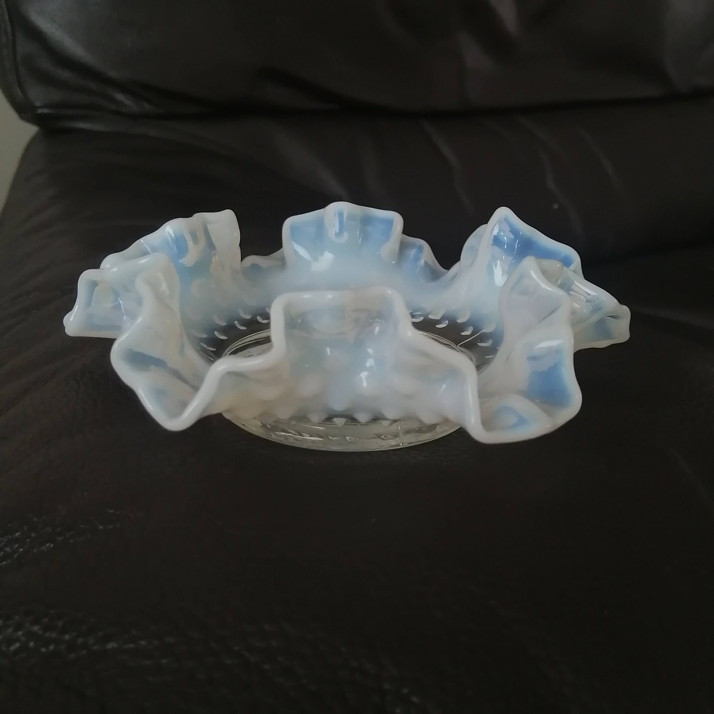 Vintage Hobnail FENTON Glass Dish Ruffled Edge Bowl - Etsy