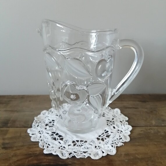 Vintage Frosted and Clear Glass FRUIT PITCHER Victoria and | Etsy
