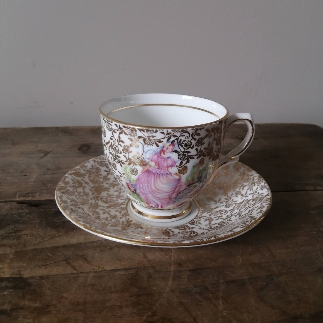 Clare Bone China TEA Cup and Saucer, PINK LADY in Garden, Surrounded by ...
