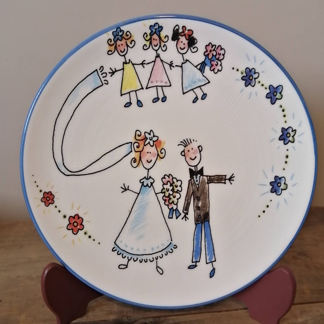 Vintage BRUNELLI SPOSE Plate, Italian Ceramics, Married Couple With ...