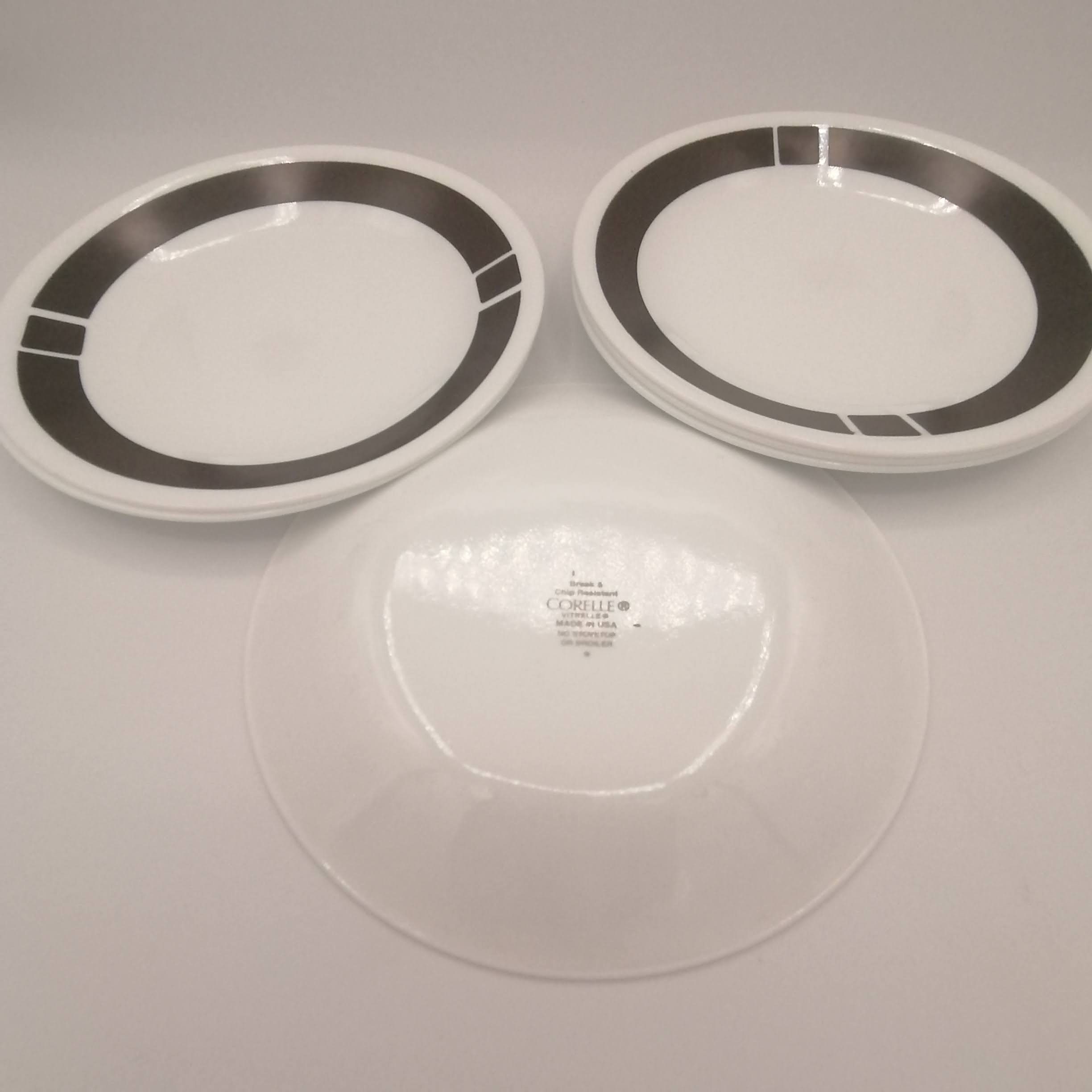Set of Vintage CORELLE Plates, URBAN BLACK Discontinued Pattern, Side ...