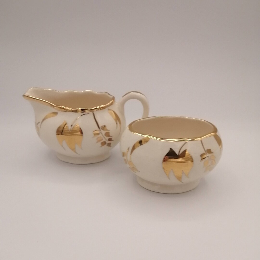Vintage GOLD LEAF Cream and Sugar, by Lancaster and SANDLAND Ltd ...