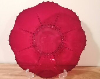 Red Glass Platter - Etsy