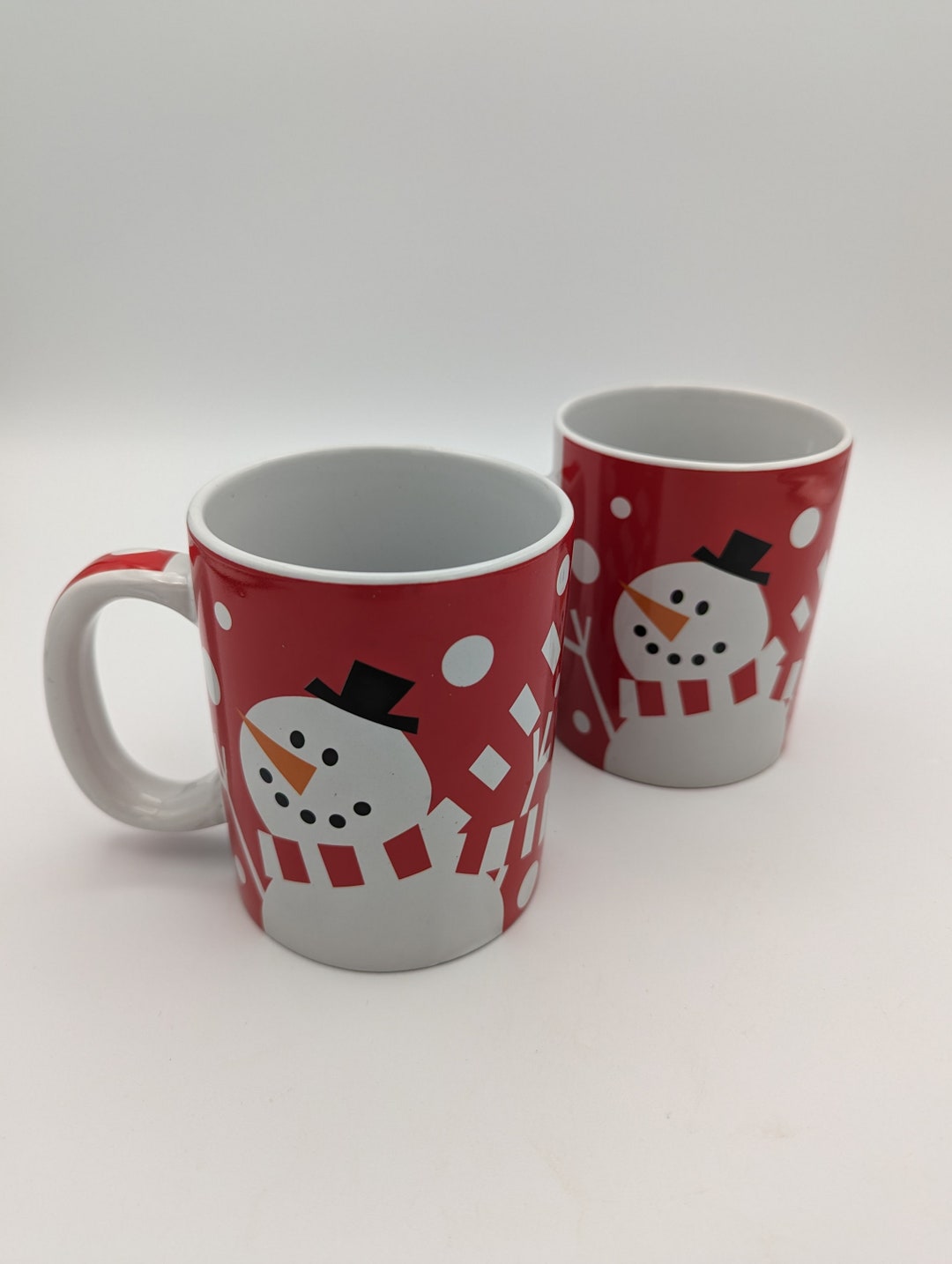 Vintage MAYFAIR & JACKSON Set of Two SNOWMAN Cups Red and - Etsy