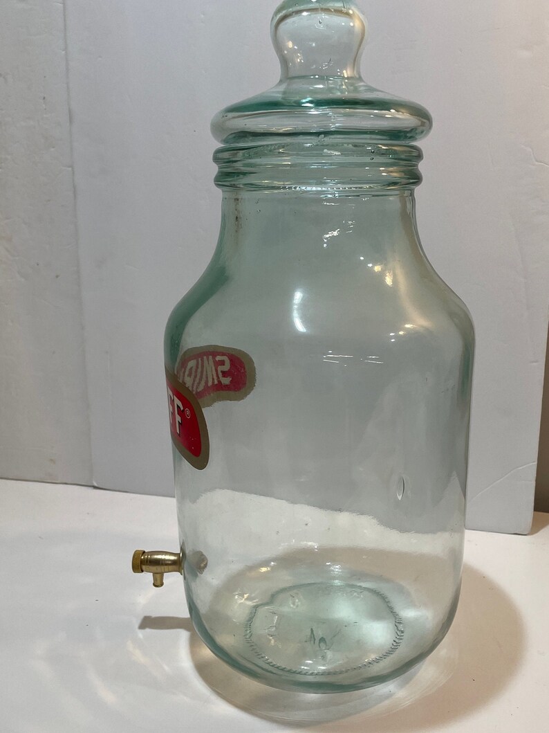Vintage Smirnoff Vodka Infusion Decanter Dispenser Jar Green Glass ...