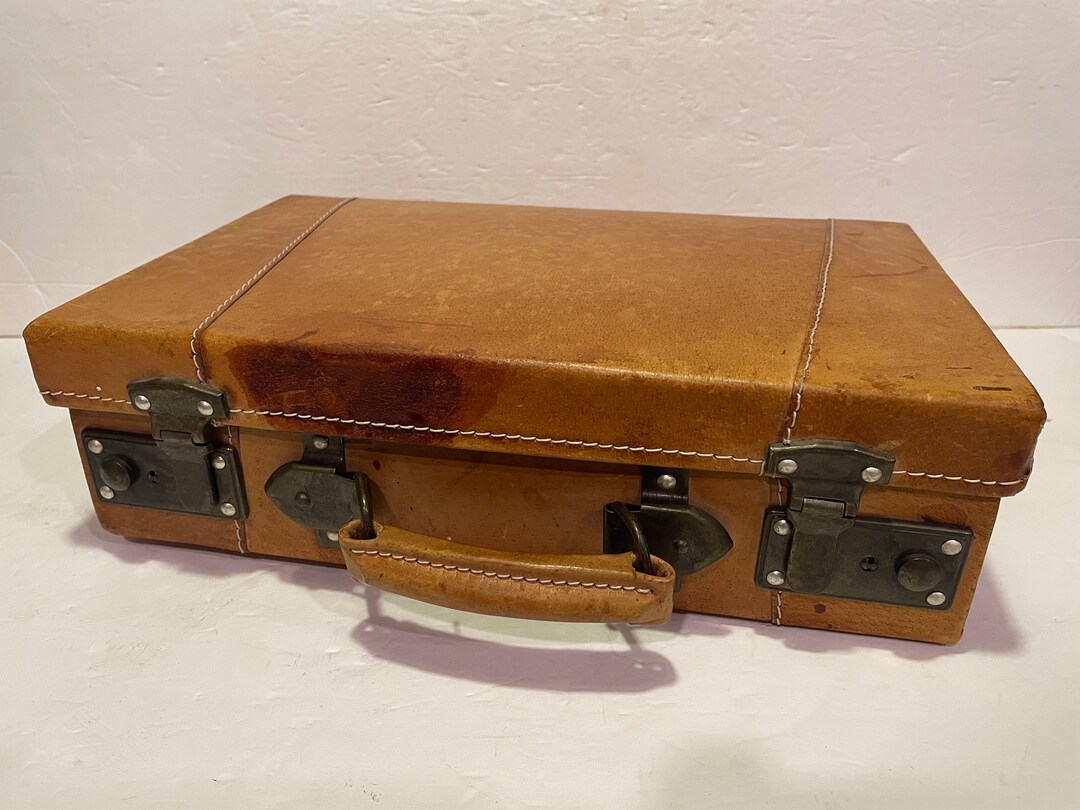 Vintage Leather Suitcase Luggage Dressing Case Retro Baggage - Etsy