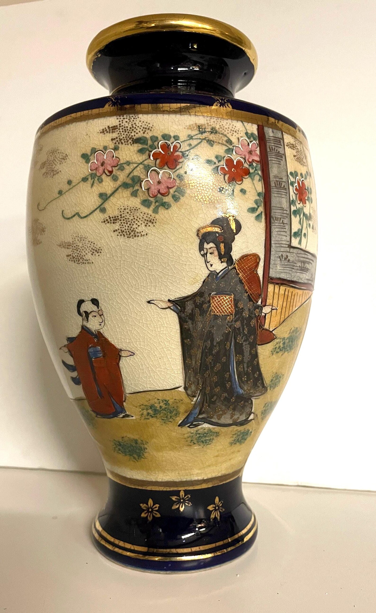 Satsuma Pottery Vase Meiji Era Hand Painted Geisha Motif - Etsy