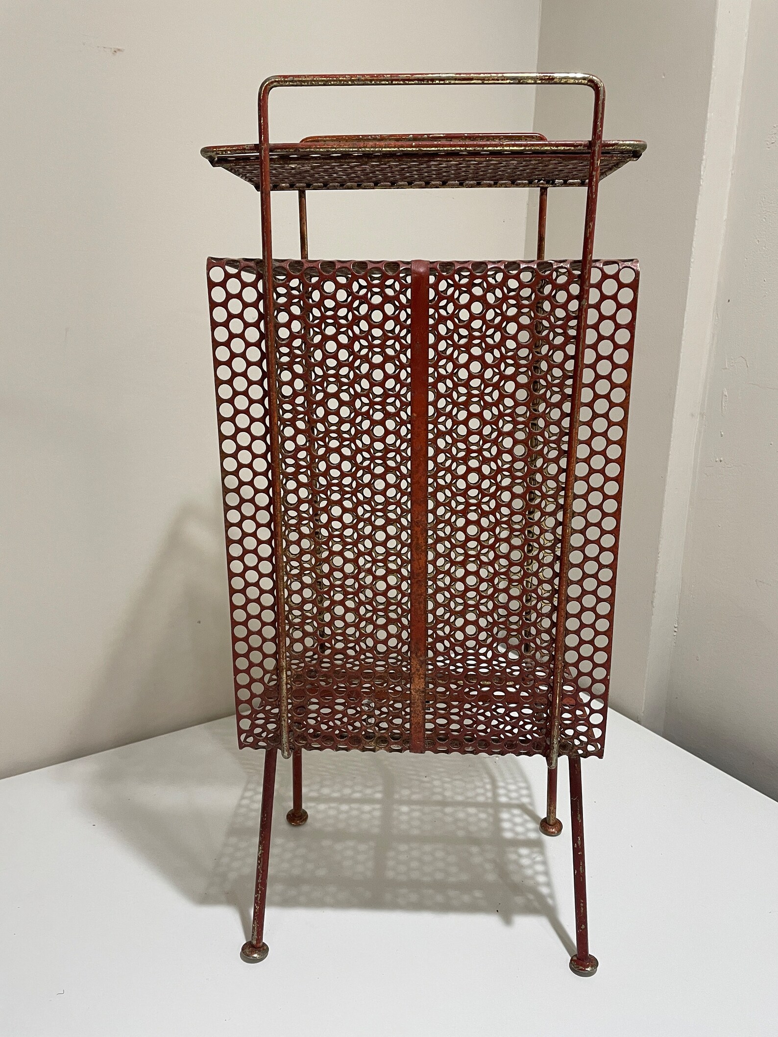Mid Century Modern Side Table Phone Stand Metal Mesh Retro 1960's ...