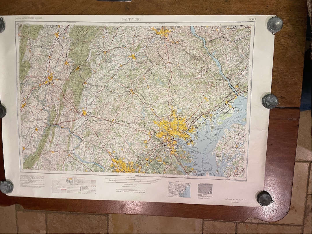 Vintage Baltimore MD Map 1957 Ed USGS Hagerstown Md Revised 1969 ...