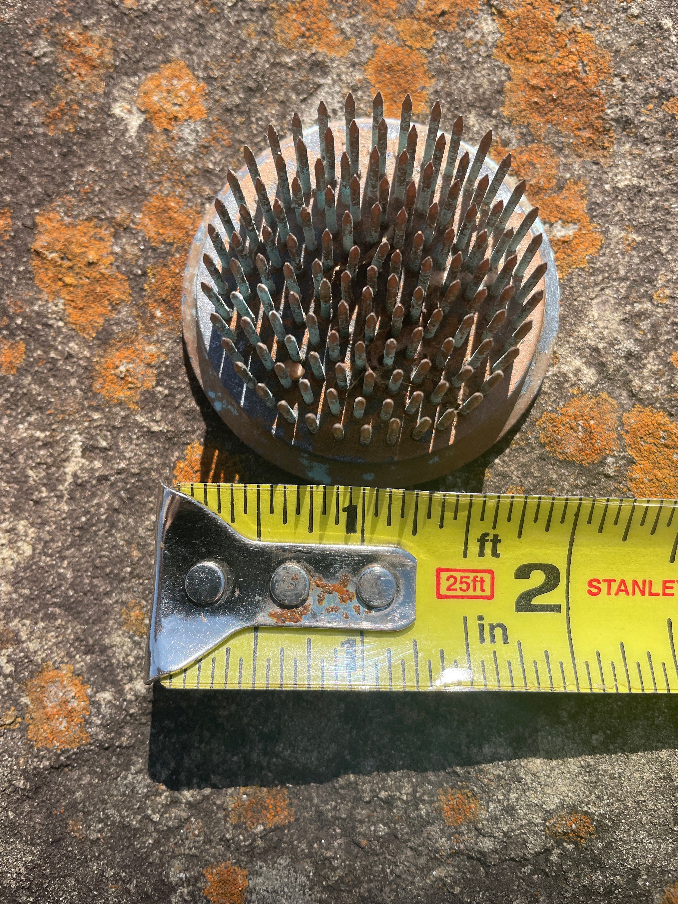 Vintage Ikebana Kenzan Needle Flower Pin Brass Metal Frog Holder Heavy ...