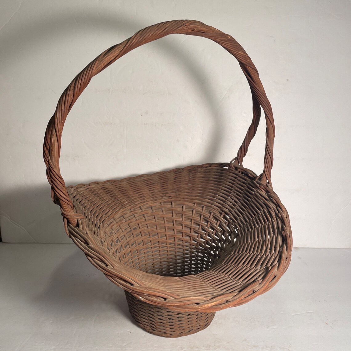 Vintage Antique Woven Basket Handmade Large Easter Basket Handle ...