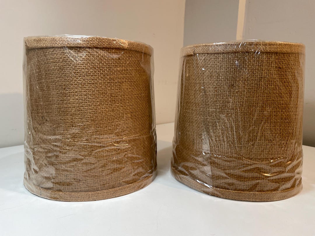 Pair of Burlap Drum Style Lamp Shade Classic Mid Century Modern 9”X 8 ...