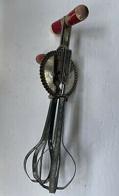 Vintage Ekco Kitchen Hand Mixer, Egg Beater Whisk With Red Wooden ...