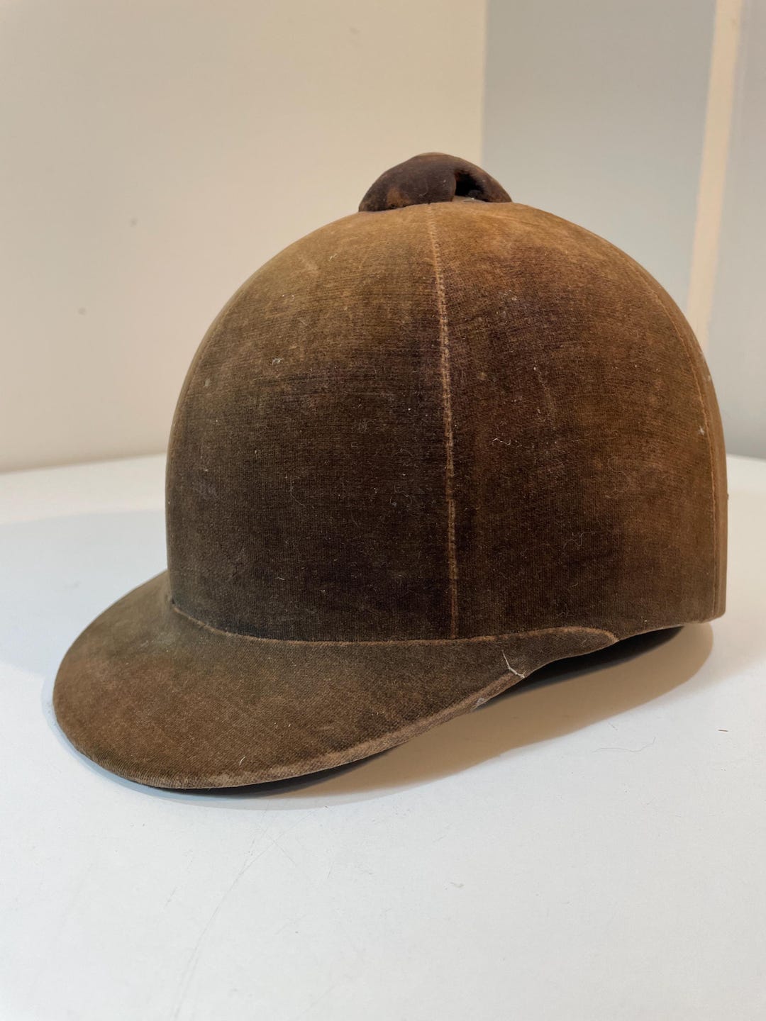 Vintage Equestrian Riding Helmet Brown Velvet Horseback Riding Hat ...