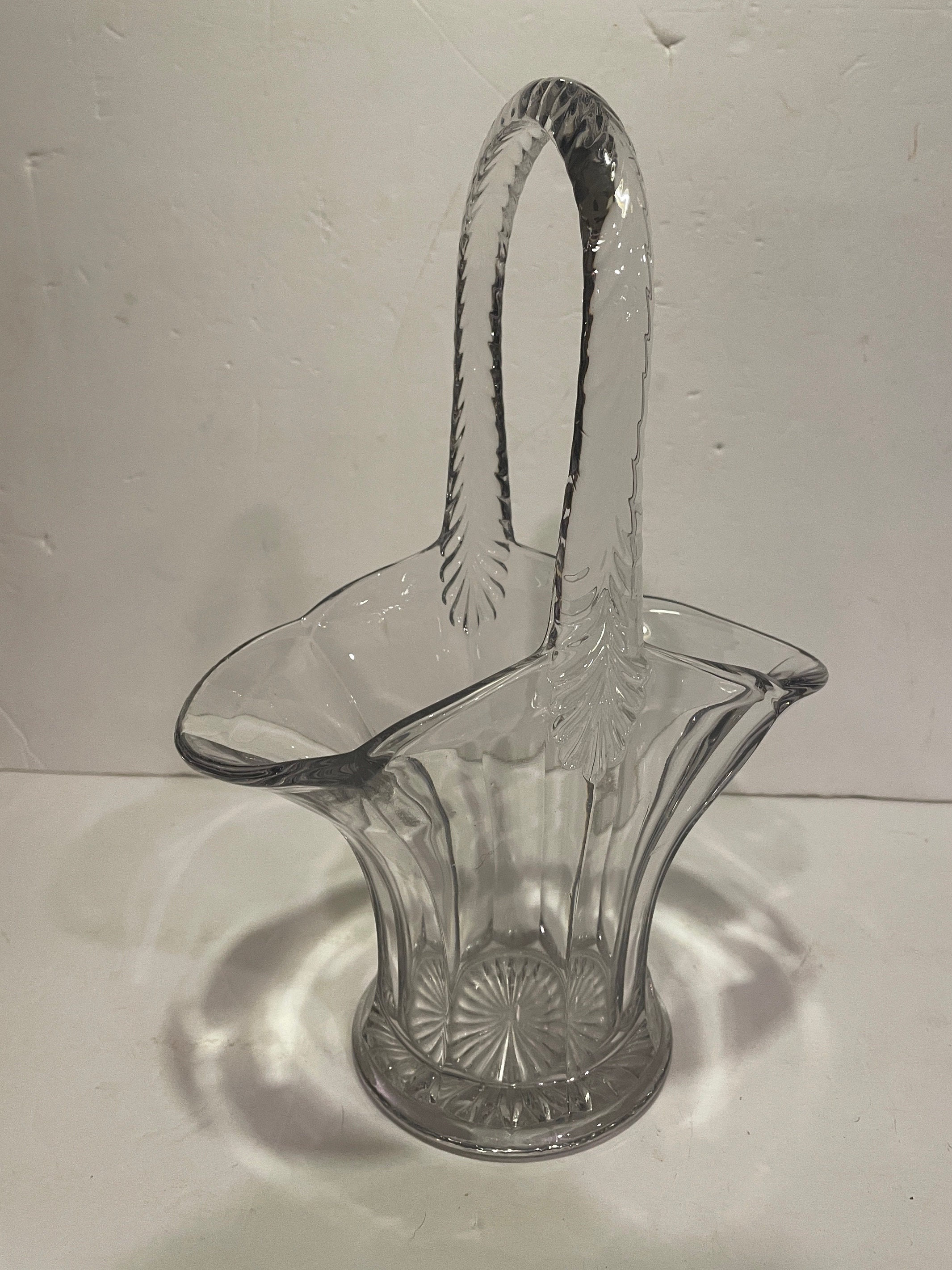 Vintage Glass Brides Basket With Handle Large 13 High 1920 Easter ...