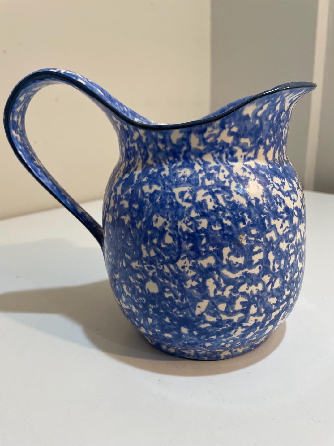 Stangl Pottery Pitcher Blue & White Spongeware Town and Country Vintage ...