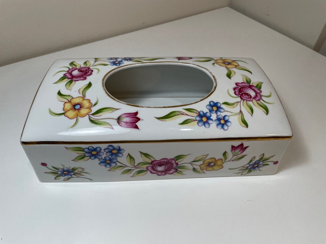 Meissen Porcelain Tissue Box Cover Painted Flowers With Gold Trim - Etsy