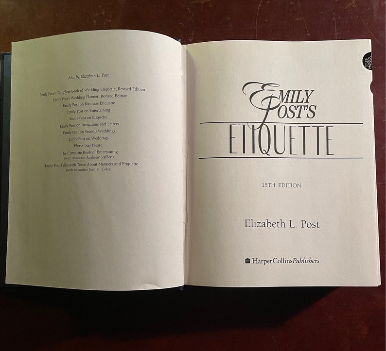 Emily Post's Etiquette Vtg 1992 Elizabeth Post Hardcover With Dust ...