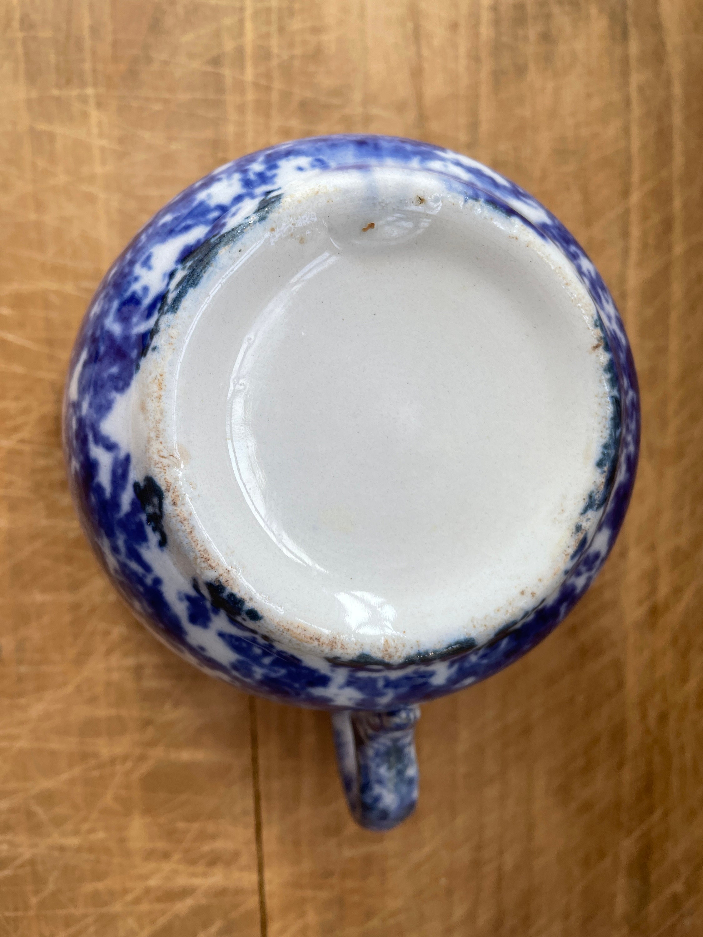 Antique Spongeware Large Cup Spatterware Blue and White 1800's Farmer's ...