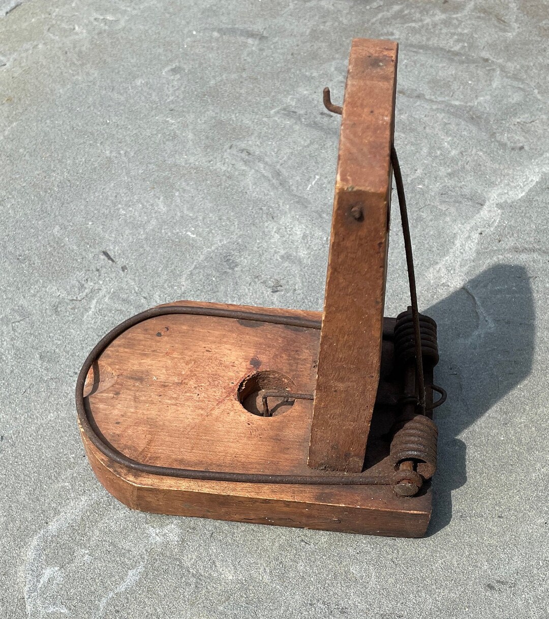 Primitive Wooden Rat Trap Rustic Barn Find Large Rodent Srping Loaded ...