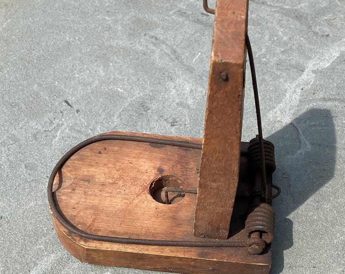 Primitive Wooden Rat Trap Rustic Barn Find Large Rodent Srping Loaded ...