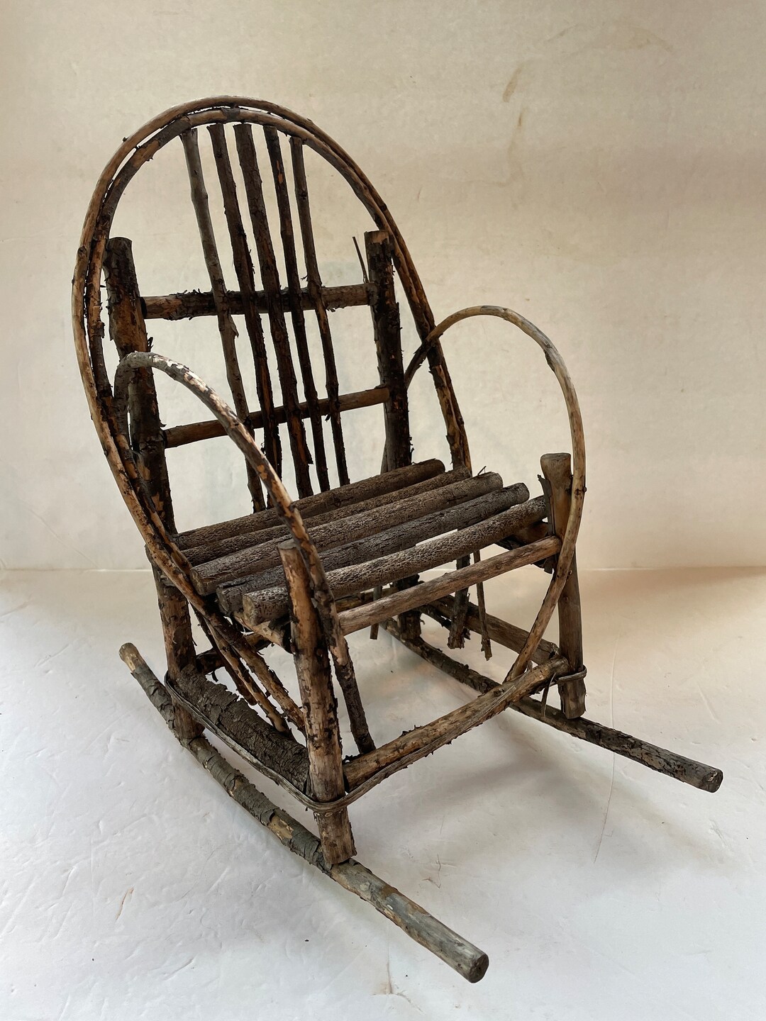 Vintage Doll Bear Bentwood Rocking Chair Rocker Rustic Handmade Wood ...