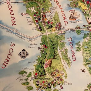 Illustrated Map Art Print of the Outer Banks Jim Mitchem Signed 16" X ...