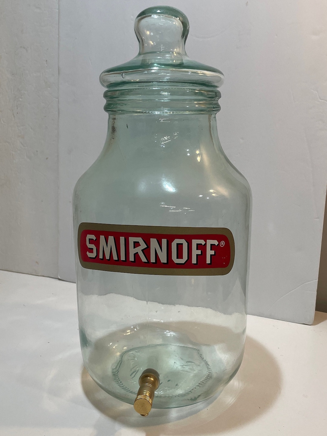 Vintage Smirnoff Vodka Infusion Decanter Dispenser Jar Green Glass ...