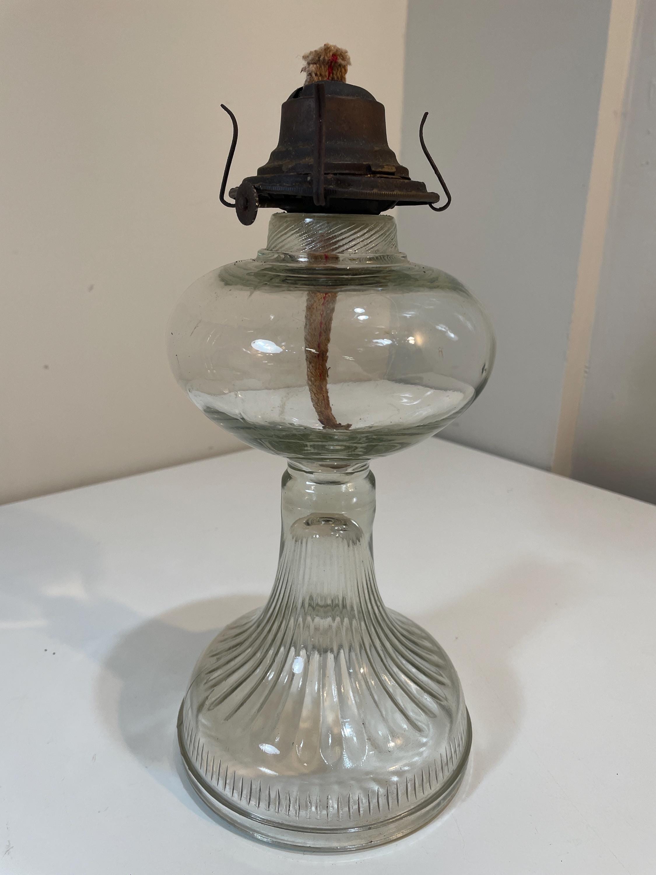 Glass Oil Lamp 11 1/2” Tall Antique Kerosene Light - Etsy