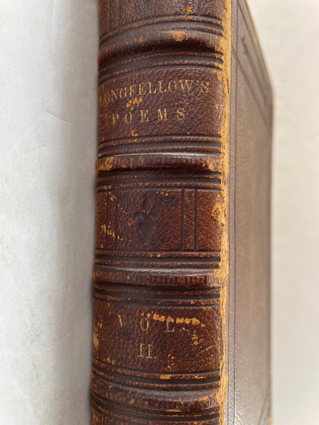 Antique 1859 Longfellow Poems Leather Bound Book Classic Collectible - Etsy
