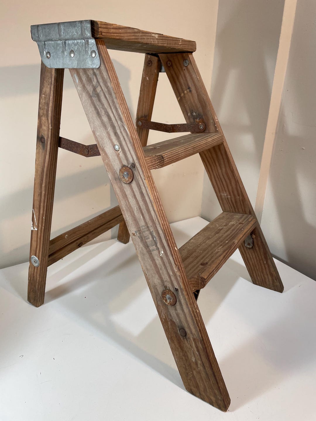Vintage Wood Step Stool Ladder Rustic Plant Display Stand 21" USA - Etsy